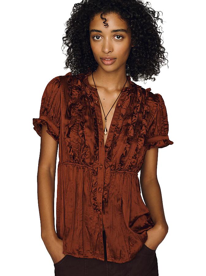 ANTHROPOLOGIE By Anthropologie Ruffle Short Sleeve Blouse